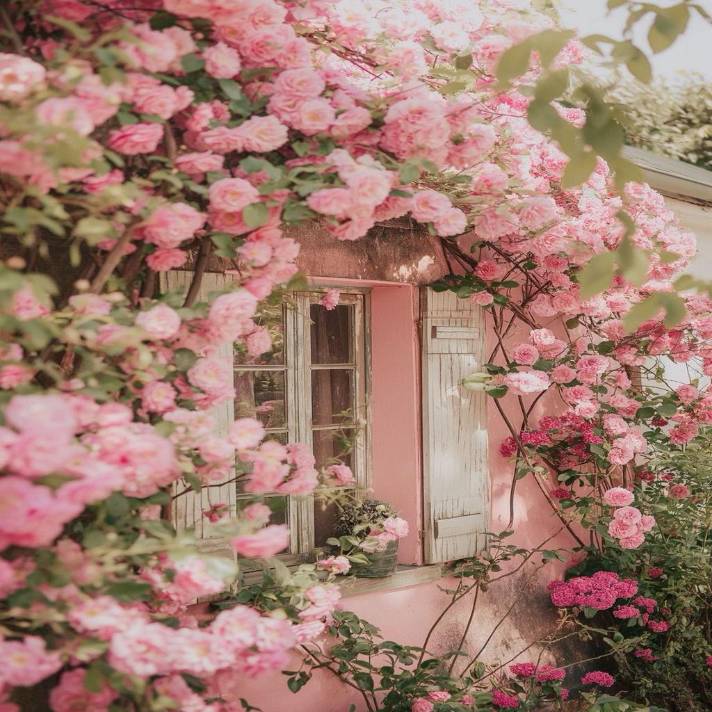 Enchanting Rose Garden Oasis Blossoms in Vibrant Hues.