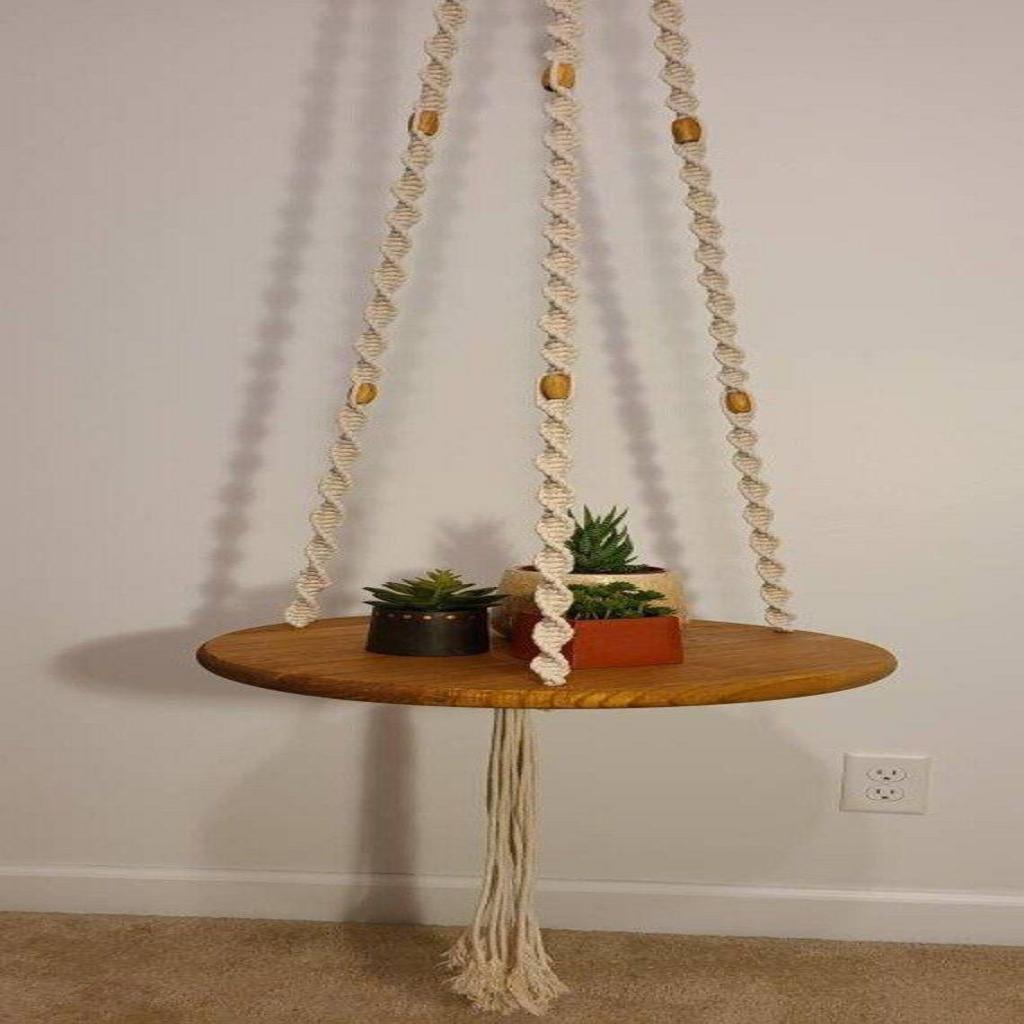 Floating Oasis Macrame Table - A Captivating Centerpiece for Modern Spaces.