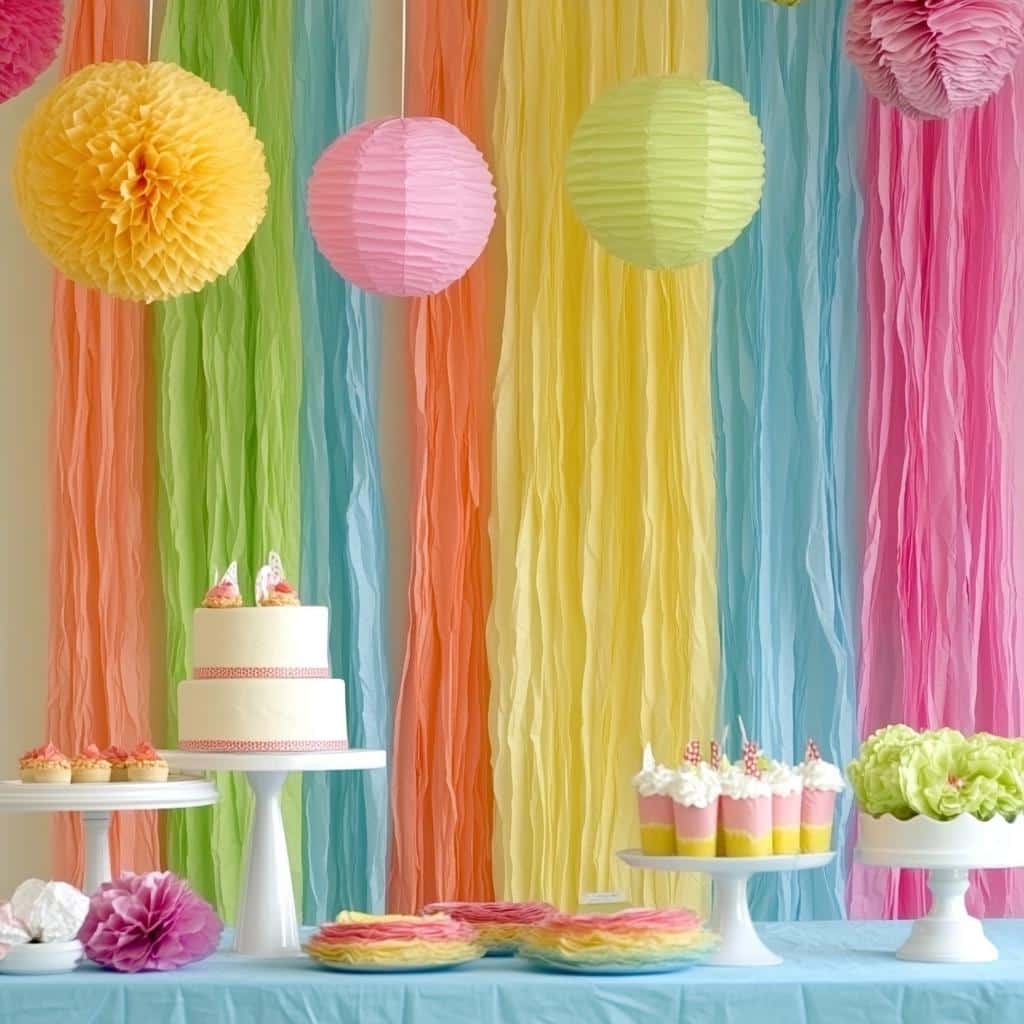 Crepe Paper Curtains: 60 Colorful Decoration Ideas