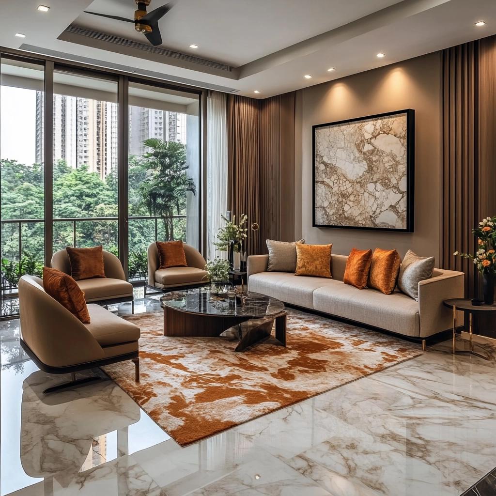 50 Models That Showcase the Versatility of Porcelain Tiles for Living Rooms