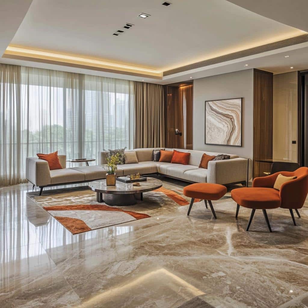 50 Models That Showcase the Versatility of Porcelain Tiles for Living Rooms